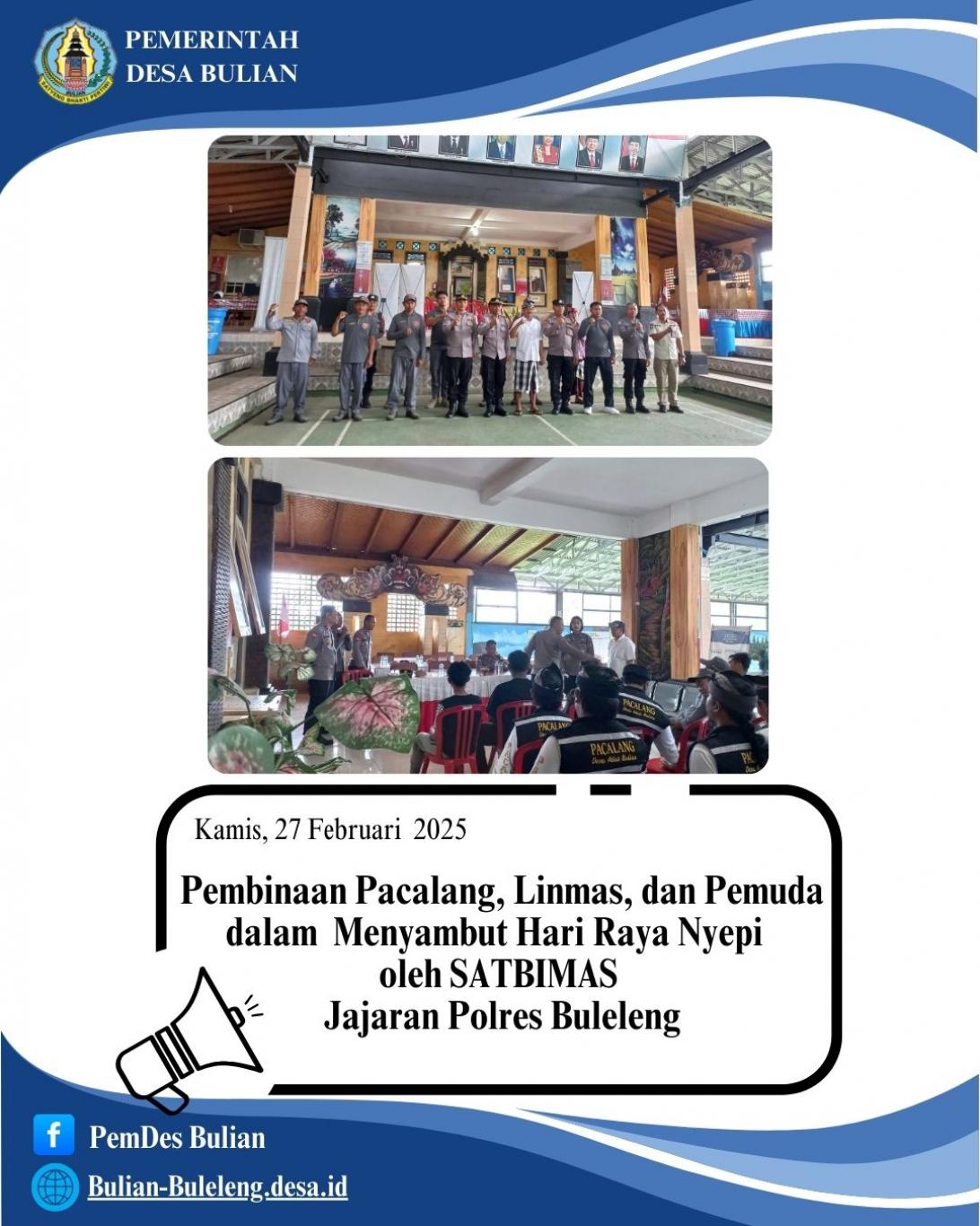 SATBIMAS Jajaran Polres Buleleng memberikan Pembinaan Pacalang, Linmas ...